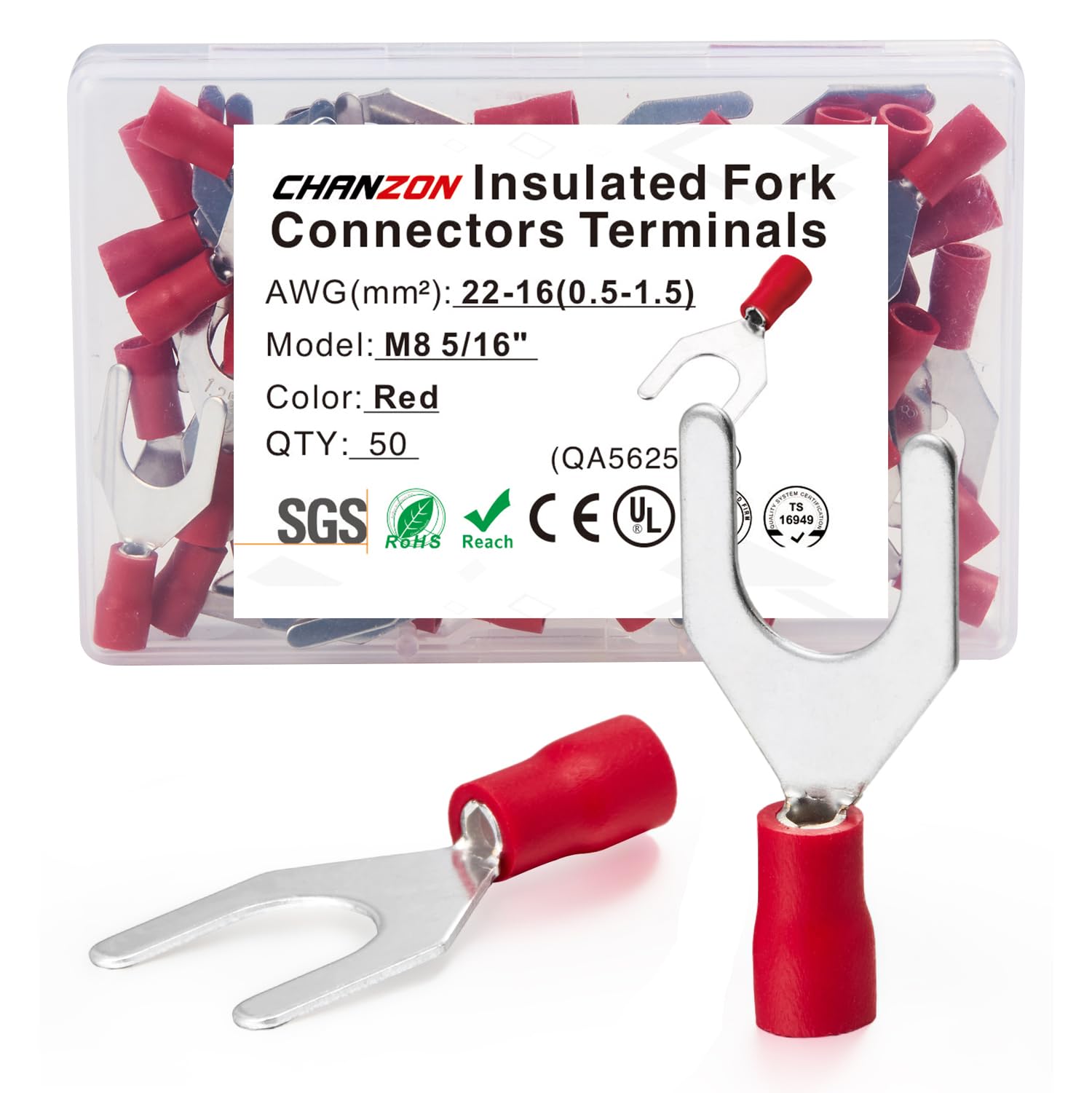 Snapklik.com : Chanzon UL Listed Insulated Fork Terminals M8 5/16" Inch ...
