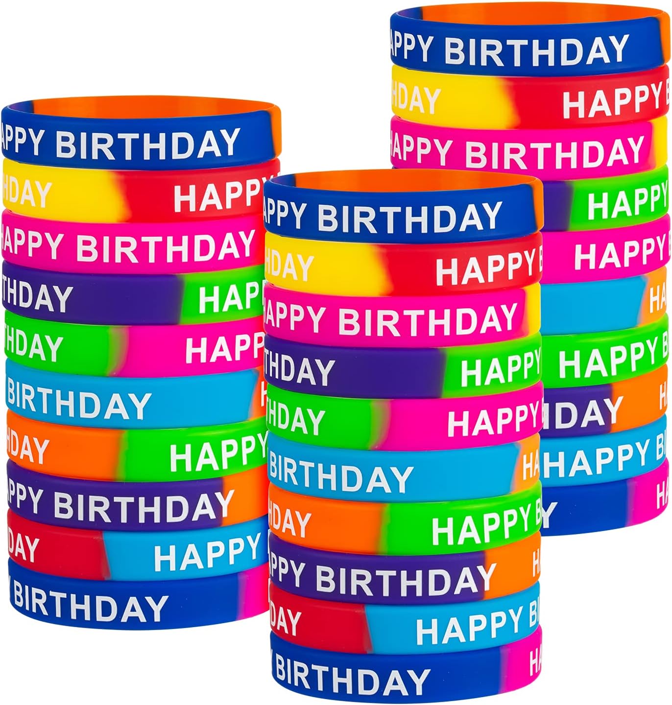 Amazon.com: ZizasAry 40 Pieces Happy Birthday Rubber Bracelets, Colored ...
