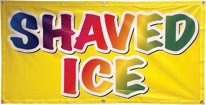Amazon.com: 4 Less Co 2x4 Feet SHAVED ICE Banner Sign With Grommet ...