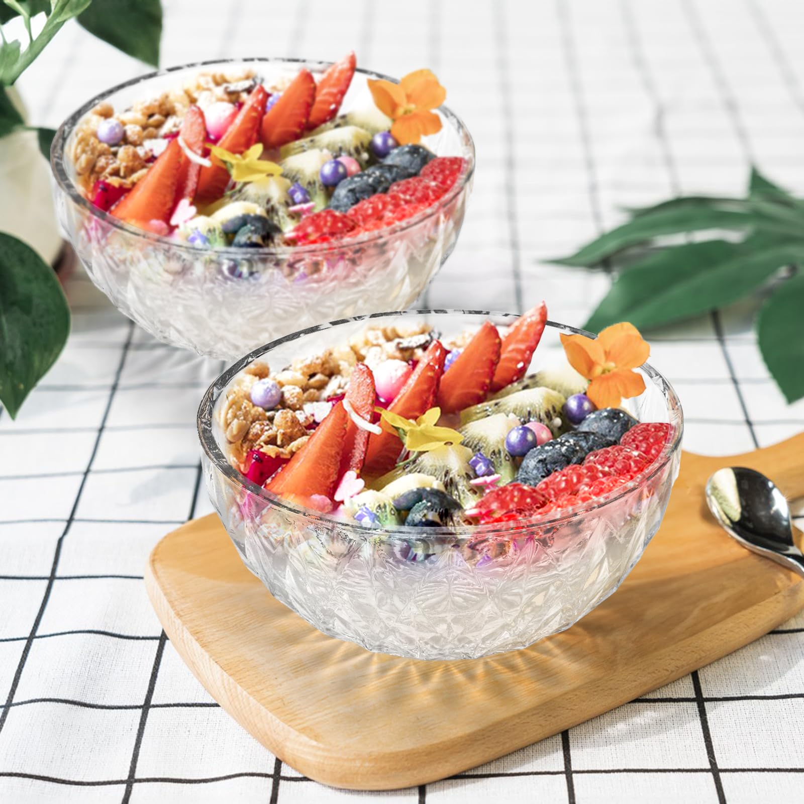 Snapklik.com : 12 Pack 10 Oz Small Glass Bowls, 5 Inch Diamond Cut ...
