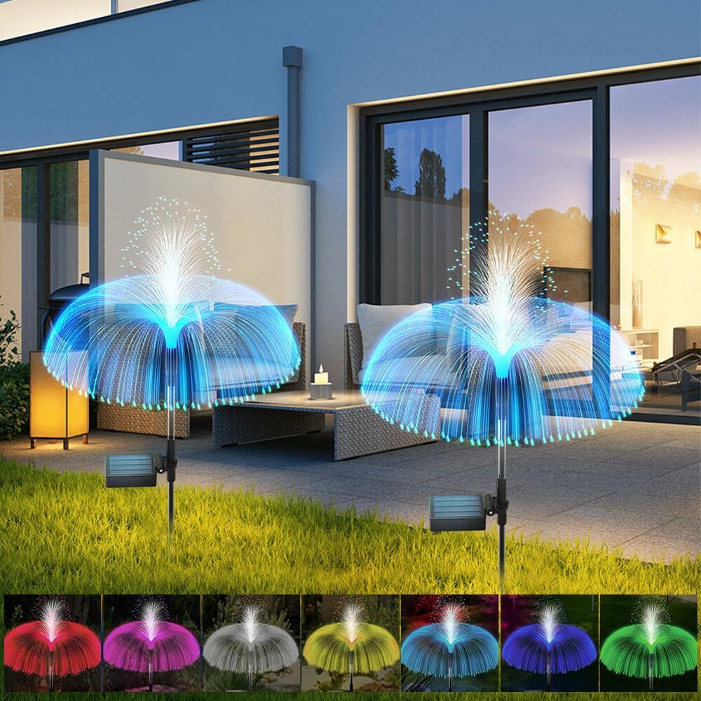 NAVESO Solar Lights Outdoor Garden, 2 Pcs Jellyfish Solar Garden Lights ...