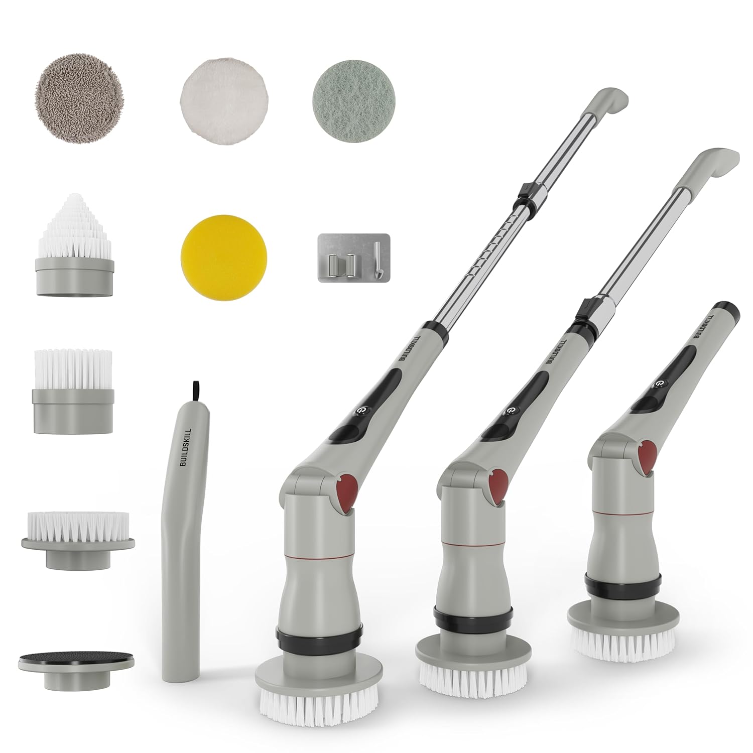 BUILDSKILL 8 in 1 Electric Spin Scrubber with LED Display | IPX6 ...