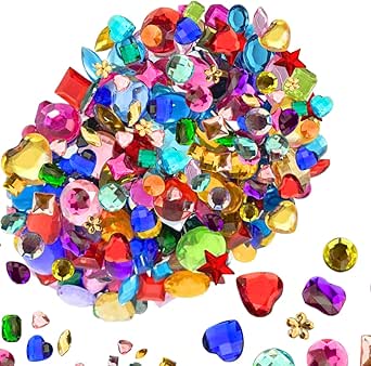 Kids B Crafty - Craft Gems for Kids, 100g Colorful Plastic Gemstones ...