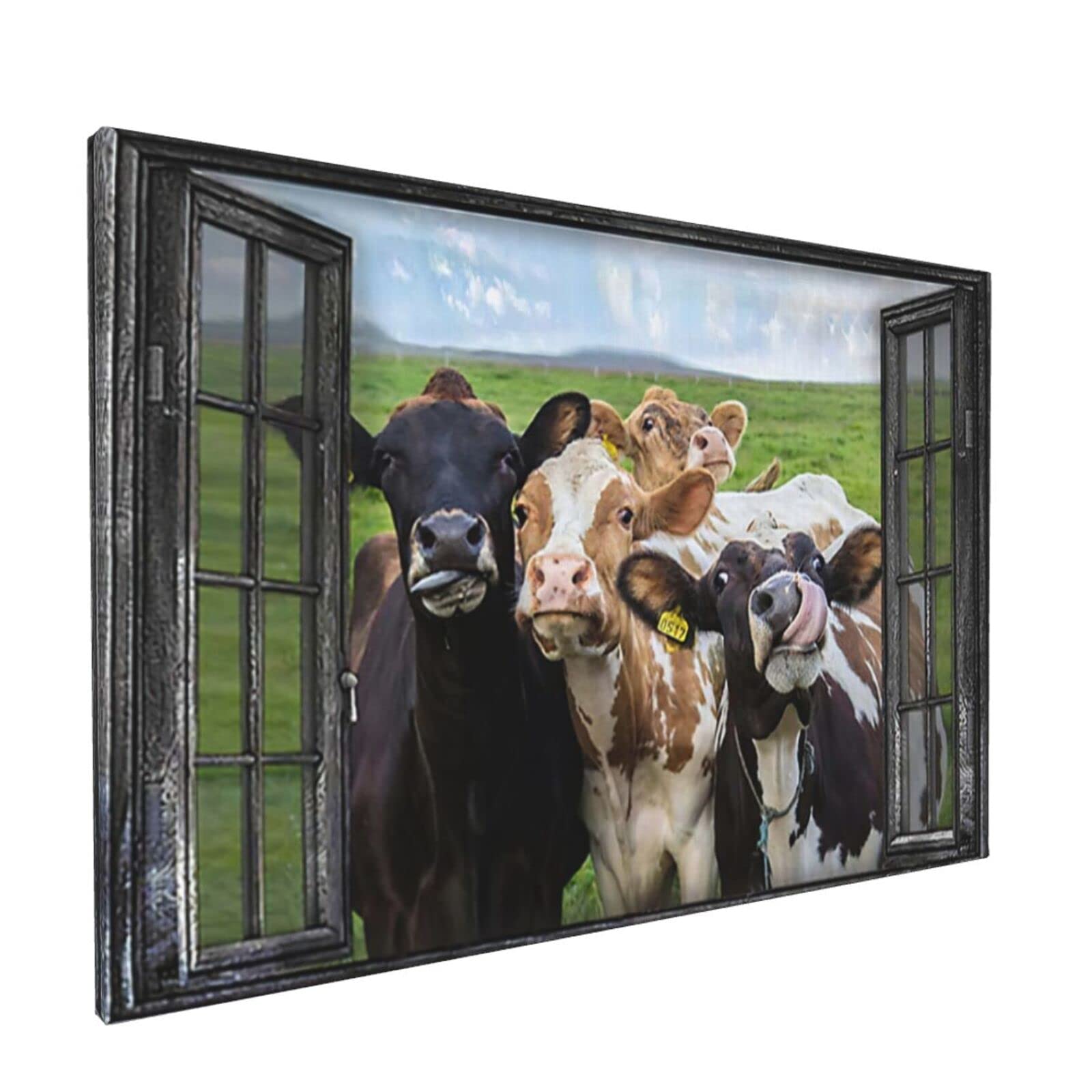 familypers Cow Wall Art Friends in The Window Landscape Cattle Prints ...