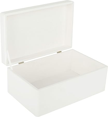 Amazon.com: Creative Deco Large White Wooden Box Storage with Hinged ...