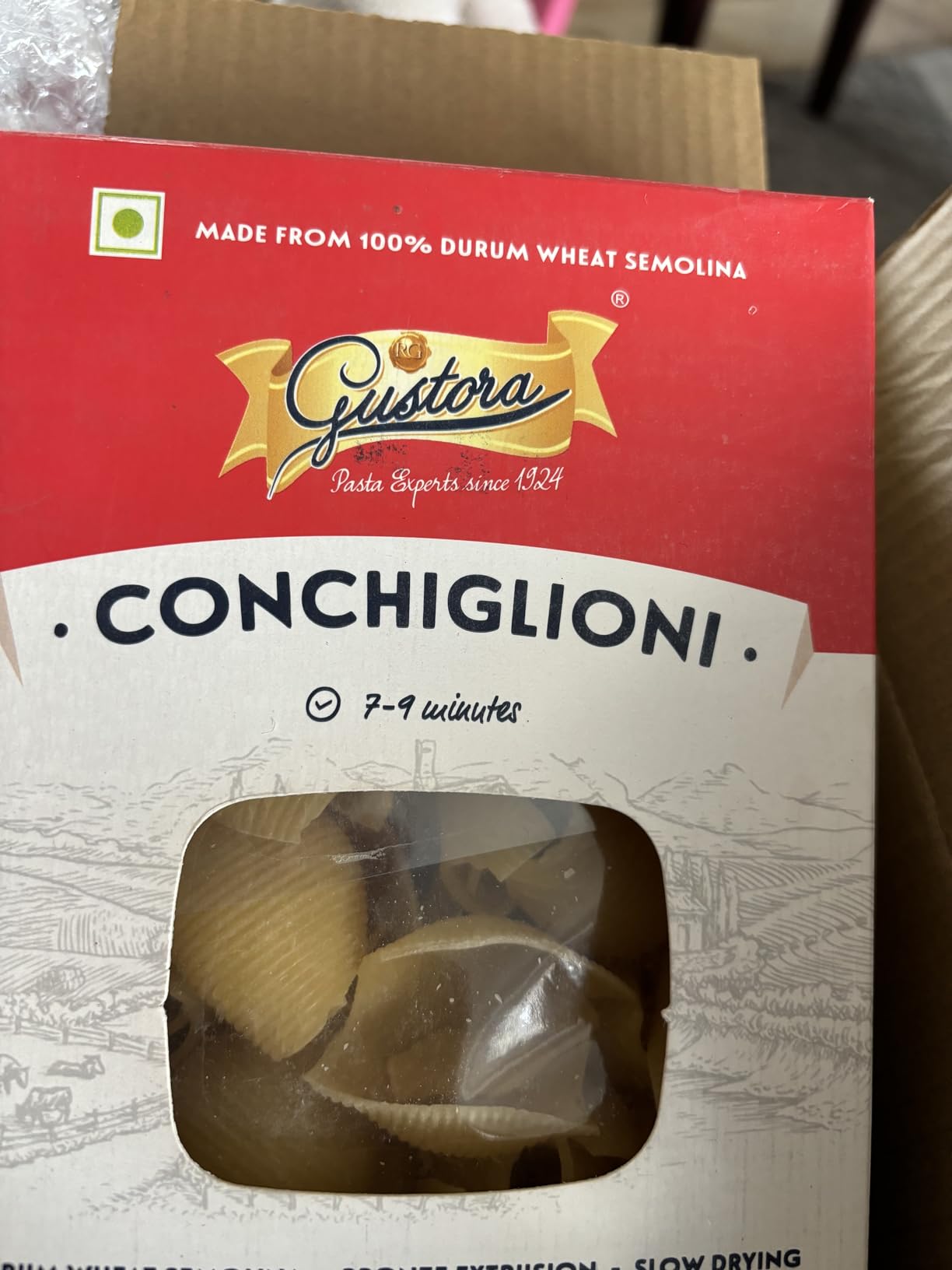 Gustora Durum Wheat Semolina Conchiglioni Pasta, 250g I Vegetarian ...