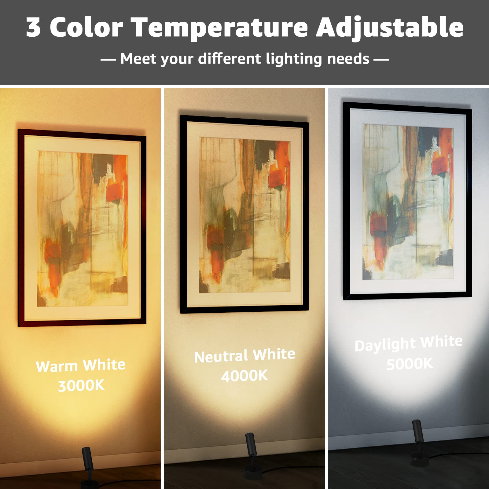 Snapklik.com : 2 Pack LED Spot Lights Indoor 3000K/4000K/5000K ...