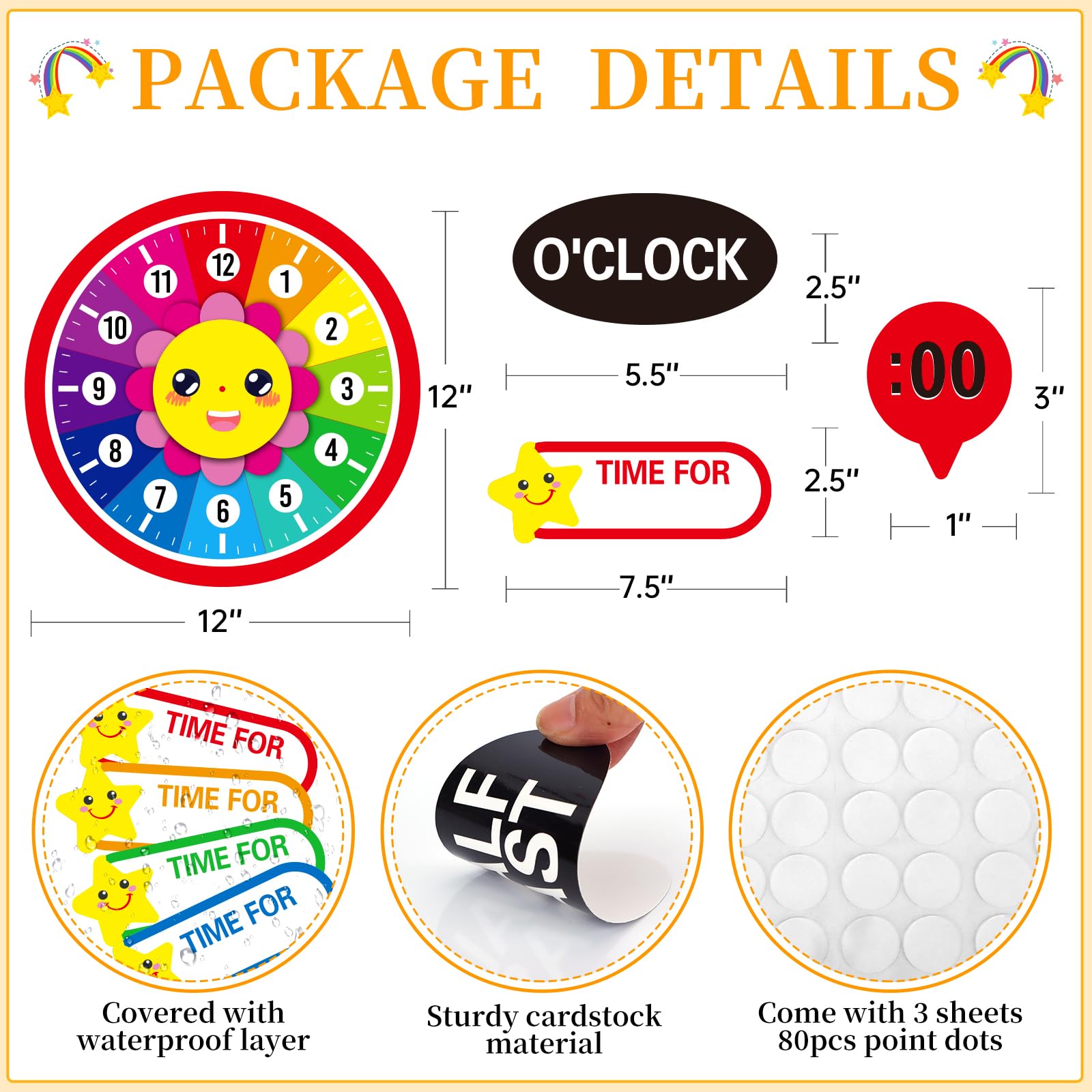 Analog Clock For Kids 45 Set Telling Time Bulletin Board Clock Labels ...