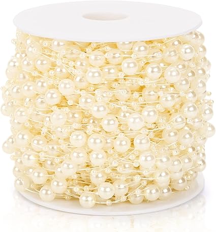 Amazon.com: HAKACC 197 Feet Ivory Pearl Bead String Decoration, Faux ...