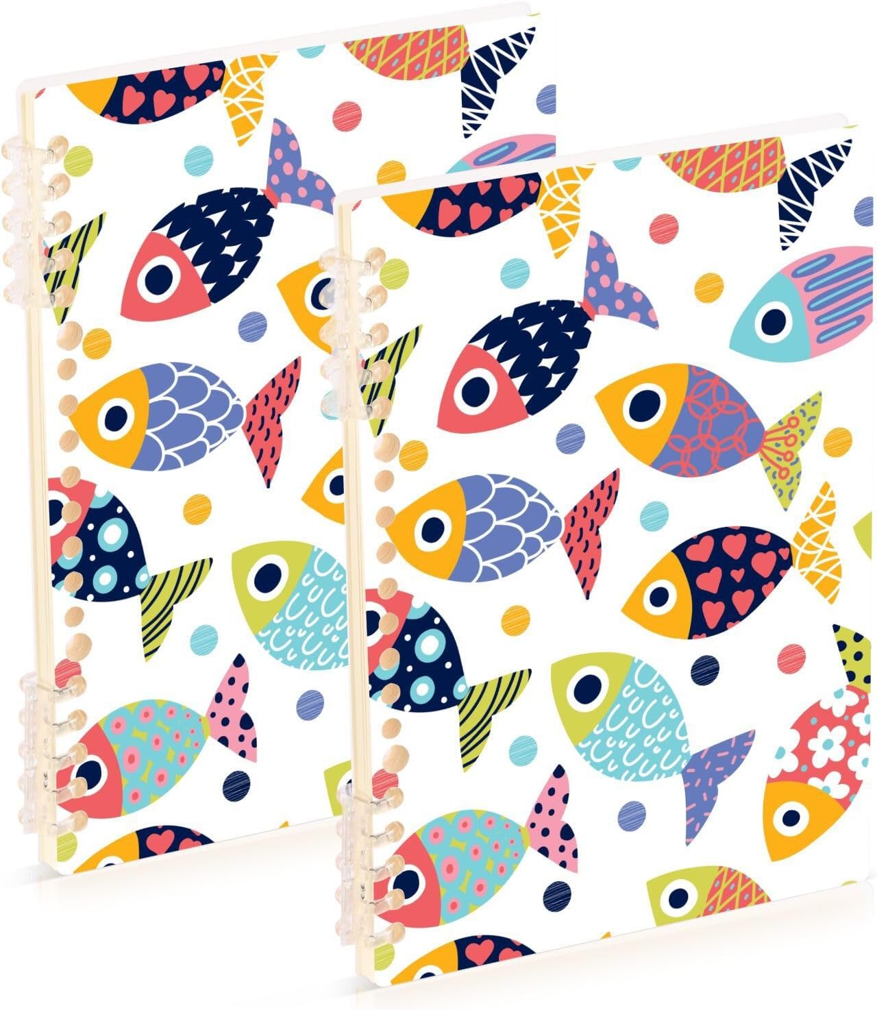 Amazon.com : pnyoin 2 Pack Spiral Notebook Color Fish Lined Journal ...