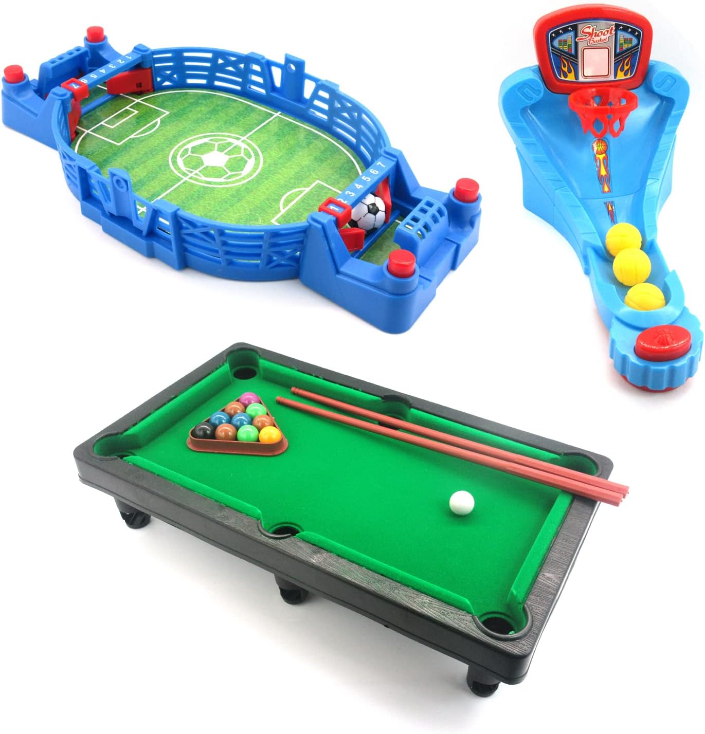Amazon.com : Table Games Set - Mini Foosball Game - Basketball Shooting ...