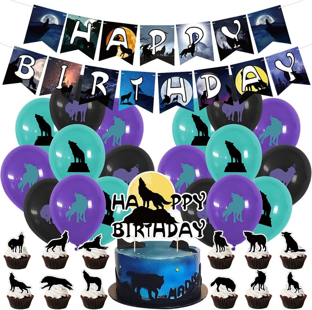 BESTZY 32pcs Wolf Balloons Set Birthday Party Decorations Wolf Latex ...