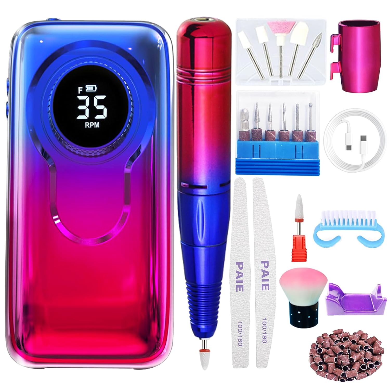 Amazon.com: LiQiAMEi Professional Nail Drill, 35,000 RPM Rechargeable ...