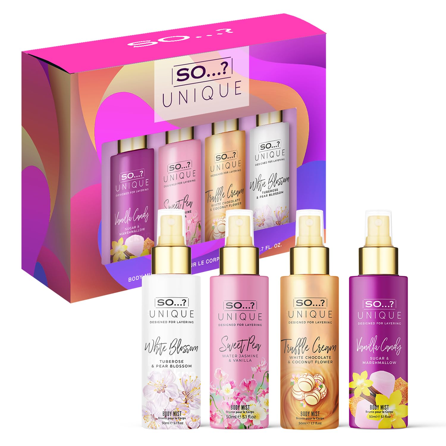 So…? Unique Women's Mini Body Mist 200Ml | Gift Set 4 X 50Ml | Fresh ...