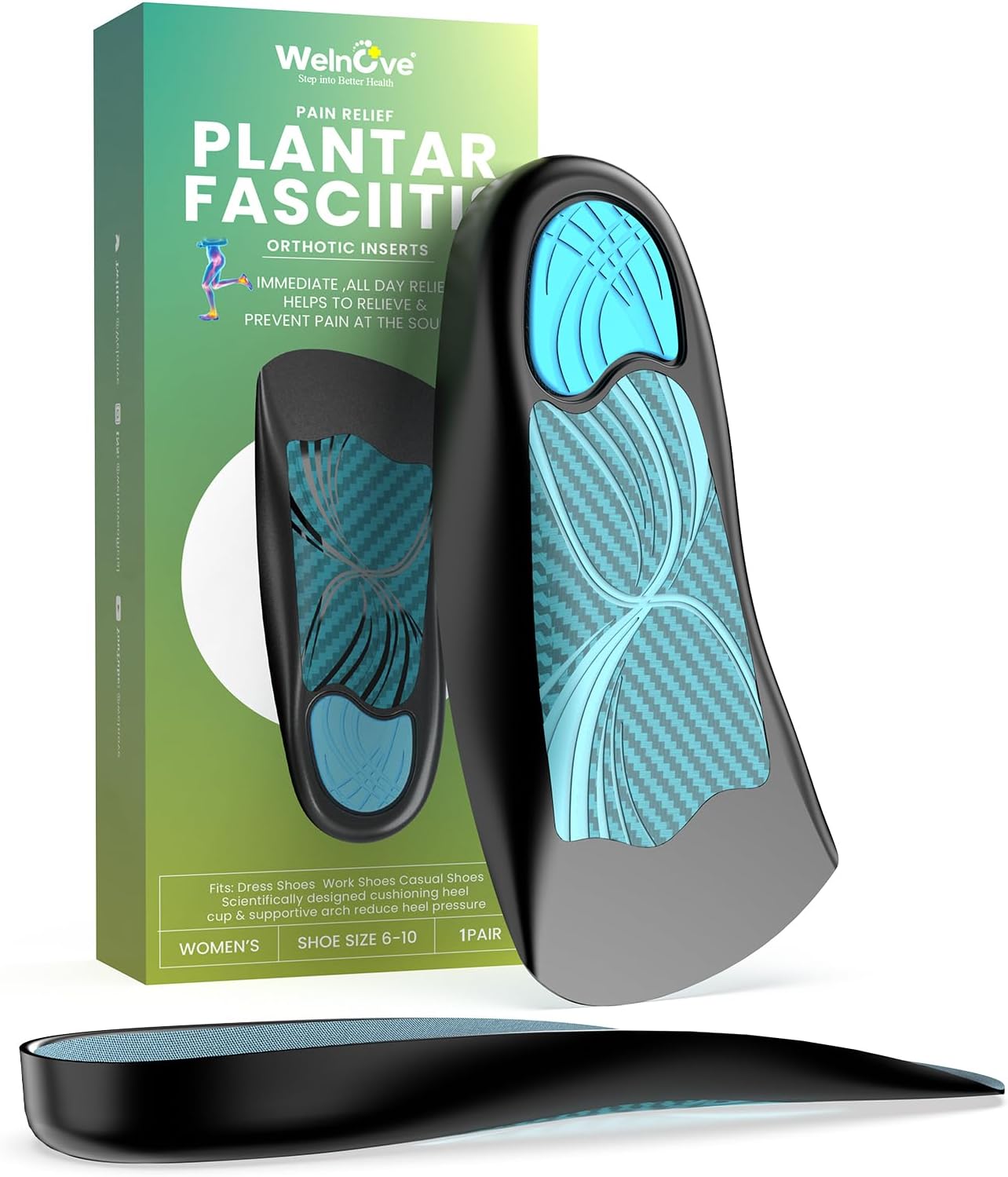 Amazon.com: Welnove Plantar Fasciitis Insoles for Men Arch Supports ...