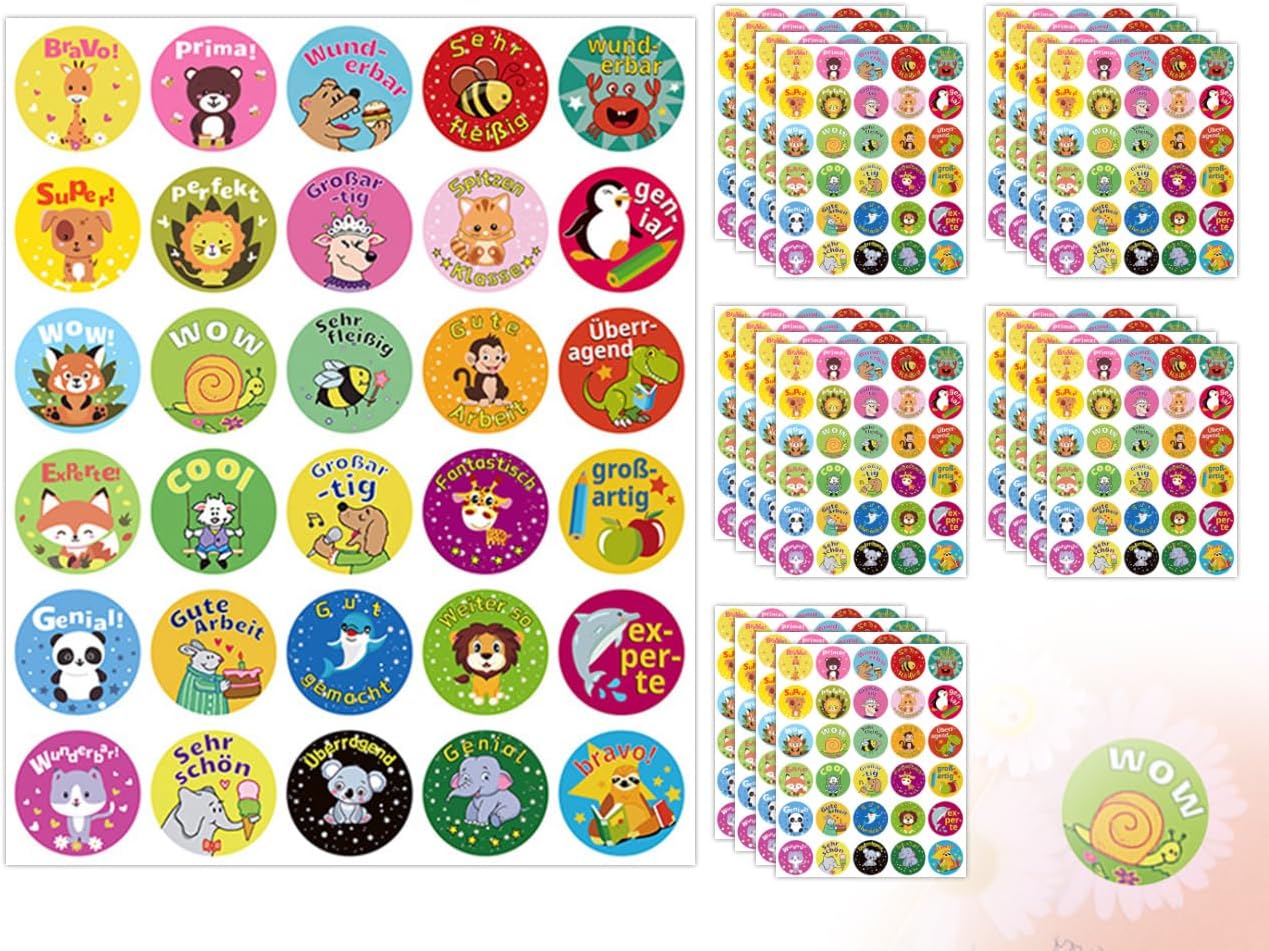 500 Stk 12 Muster Deutsch Motivationsaufkleber für Kinder ...