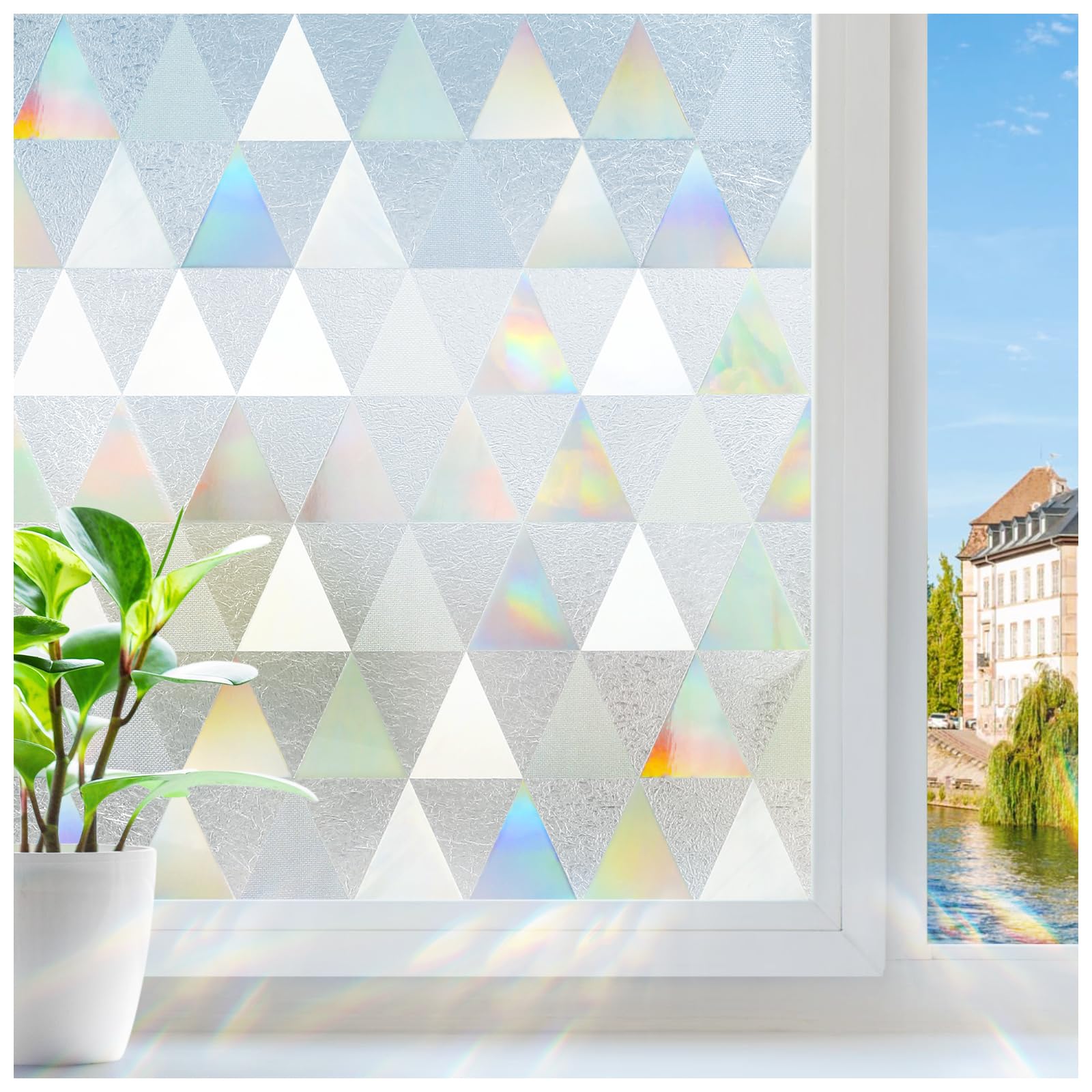 Snapklik.com : Rabbitgoo Window Privacy Film, Stained Glass Rainbow ...