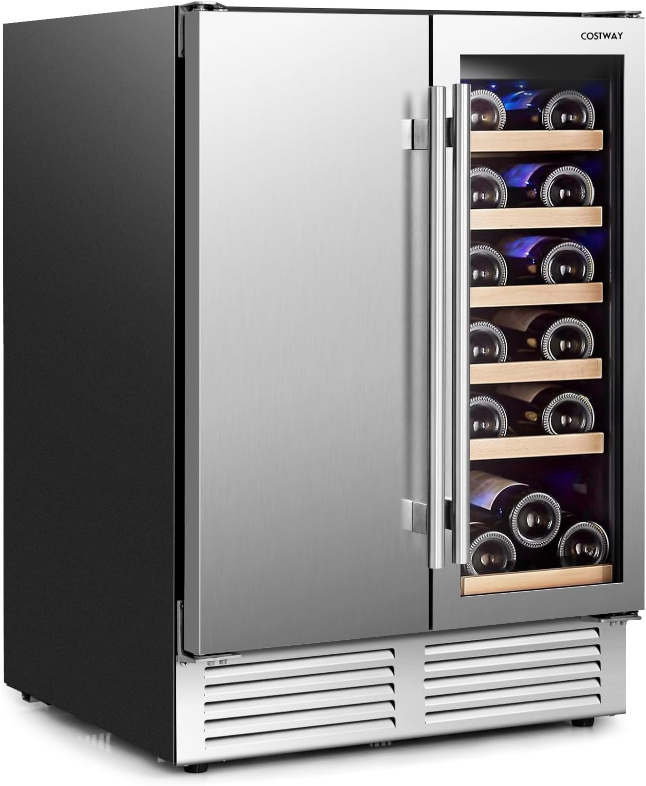 Amazon.com: COSTWAY Wine and Beverage Refrigerator, 24 Inch Dual Zone ...