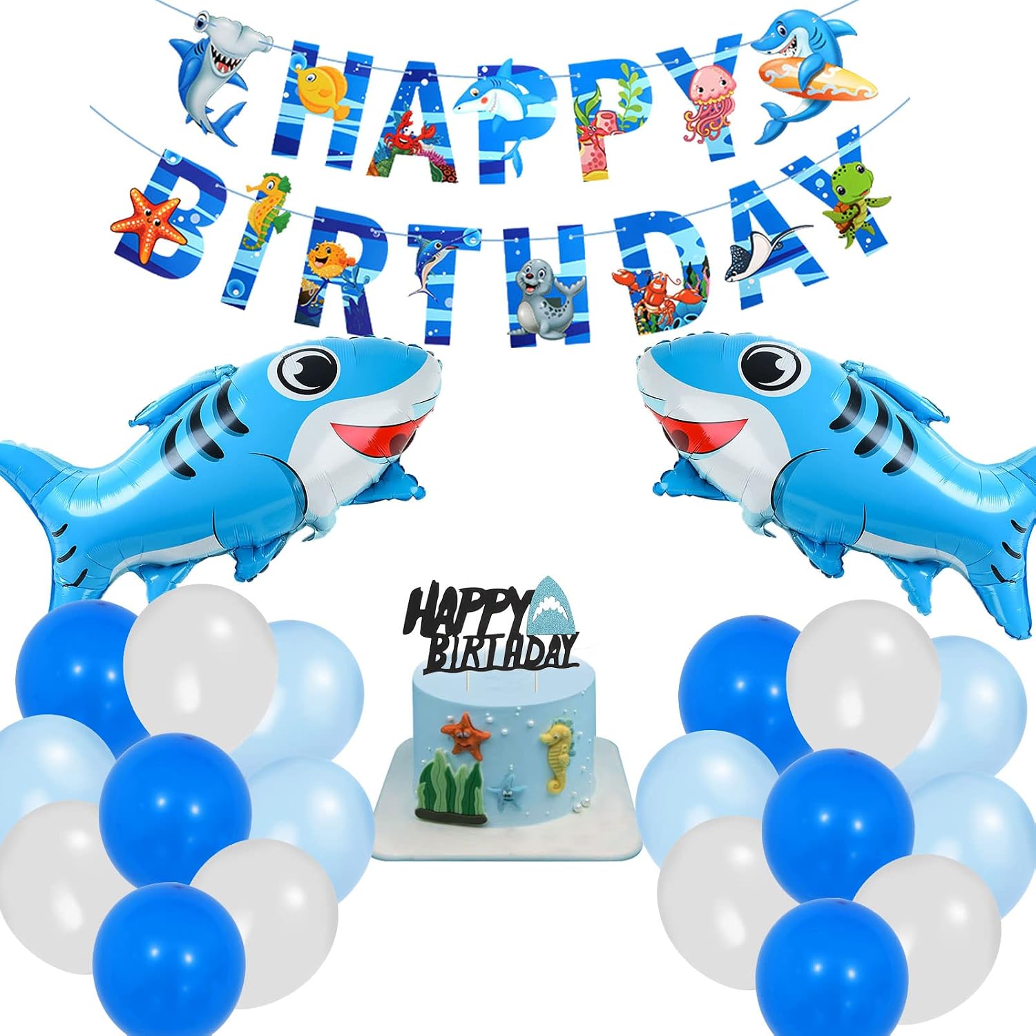 Amazon.com: Officreative Shark Party Decorations,Shark Birthday ...