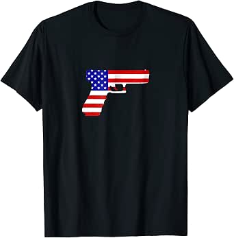 Amazon.com: Mens American Flag Handgun | Gun Owner Firearm T-Shirt ...