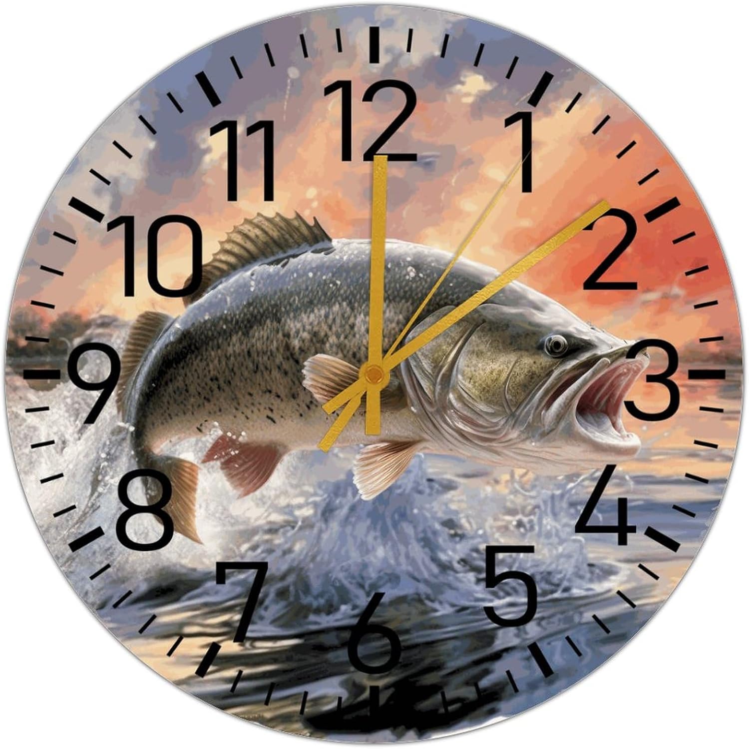Amazon.com: UanMere Fishing Wall Clock, Shabby Chic, 12 Inches, Wood ...