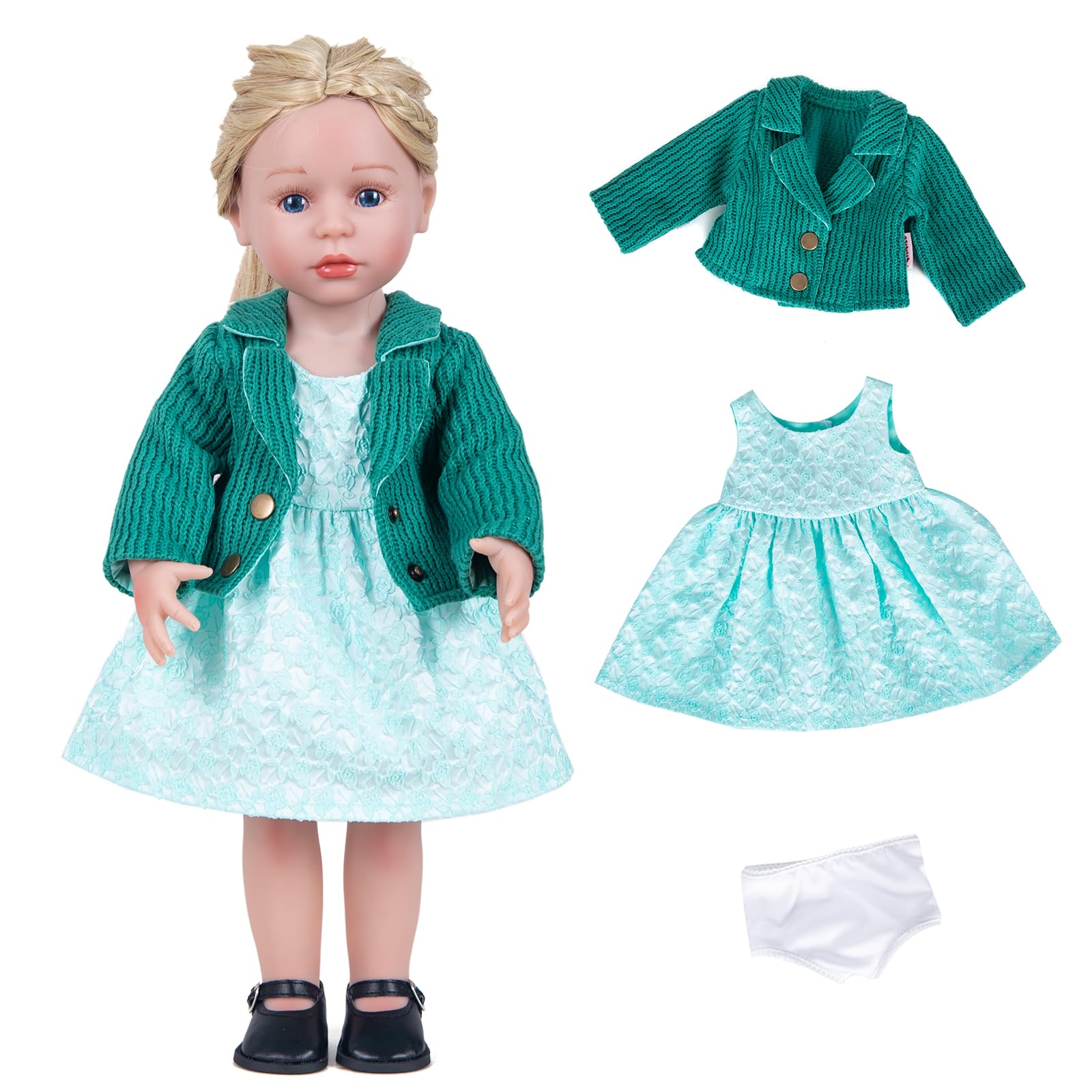 Amazon.com: Rakki Dolli Doll Clothes Accessories 3 Pcs Set, Green ...