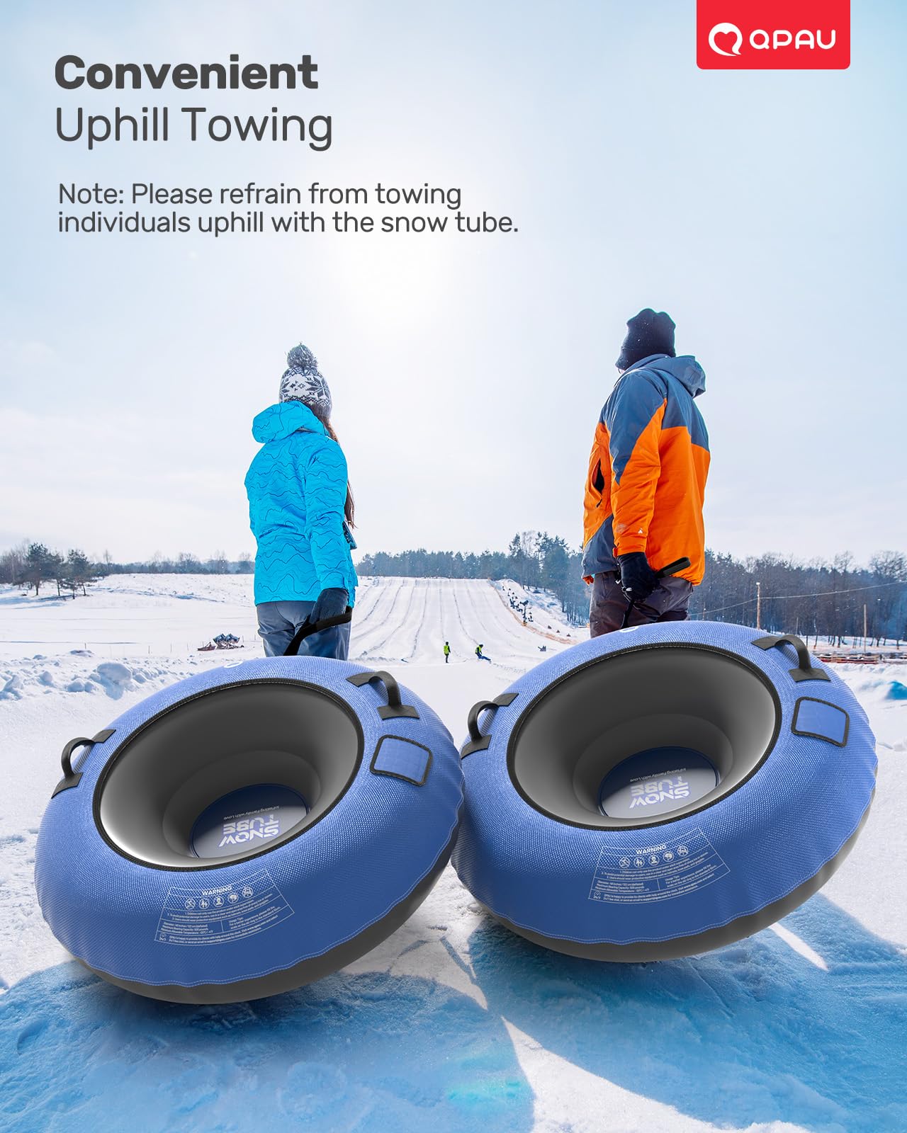 QPAU Snow Tube with Premium Canvas Cover for Kids and Adults, 48 ...