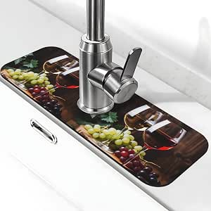 Amazon.com: YPPAHHHH Wine Glasses Grapes Faucet Mat For Kitchen Sink ...