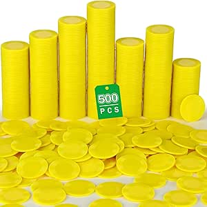 Amazon.com: Leitee 500 Pcs Yellow Plastic Poker Chips Bulk 1.5 Inch ...