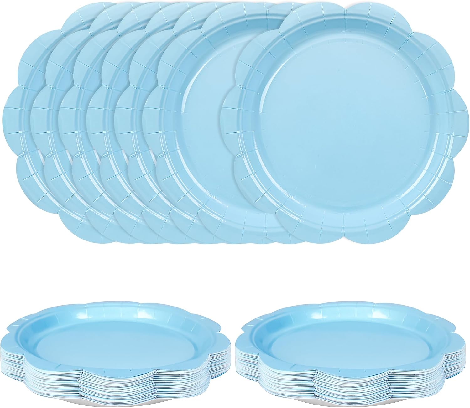 Amazon.com: Houuqe 30pcs Light Blue Party Plates Scalloped Dessert ...