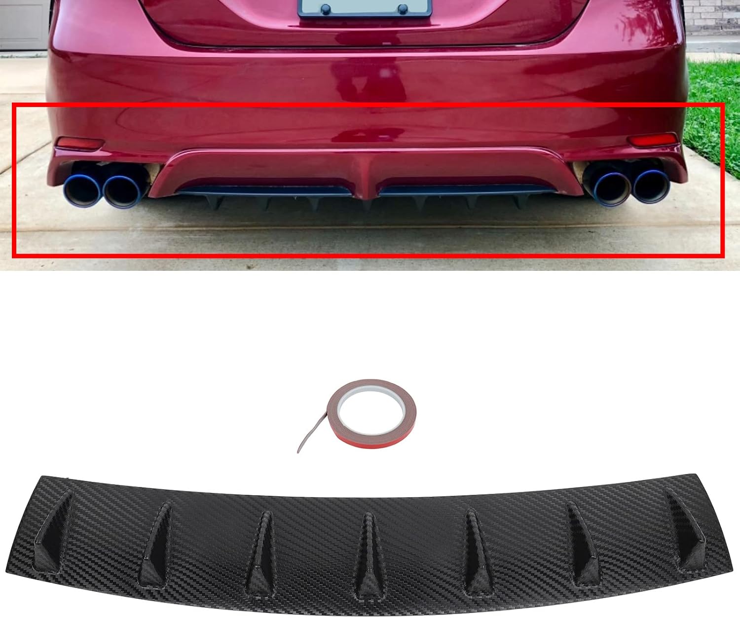 cciyu Shark Fin Spoiler 34"x 6" Universal Rear Lower Bumper Diffuser ...