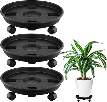 QWORK - Carrello per piante in plastica da 30 cm, con ruote universali ...