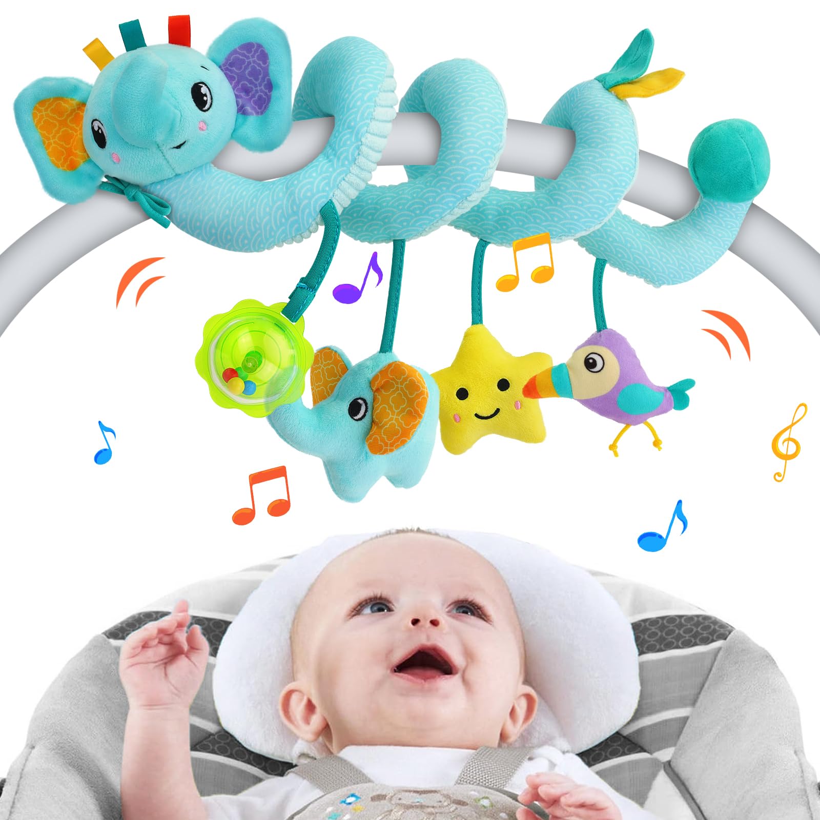 Amazon.com: Spiral Car Seat Activity Toy, Stroller Arch Toy, Baby Crib ...