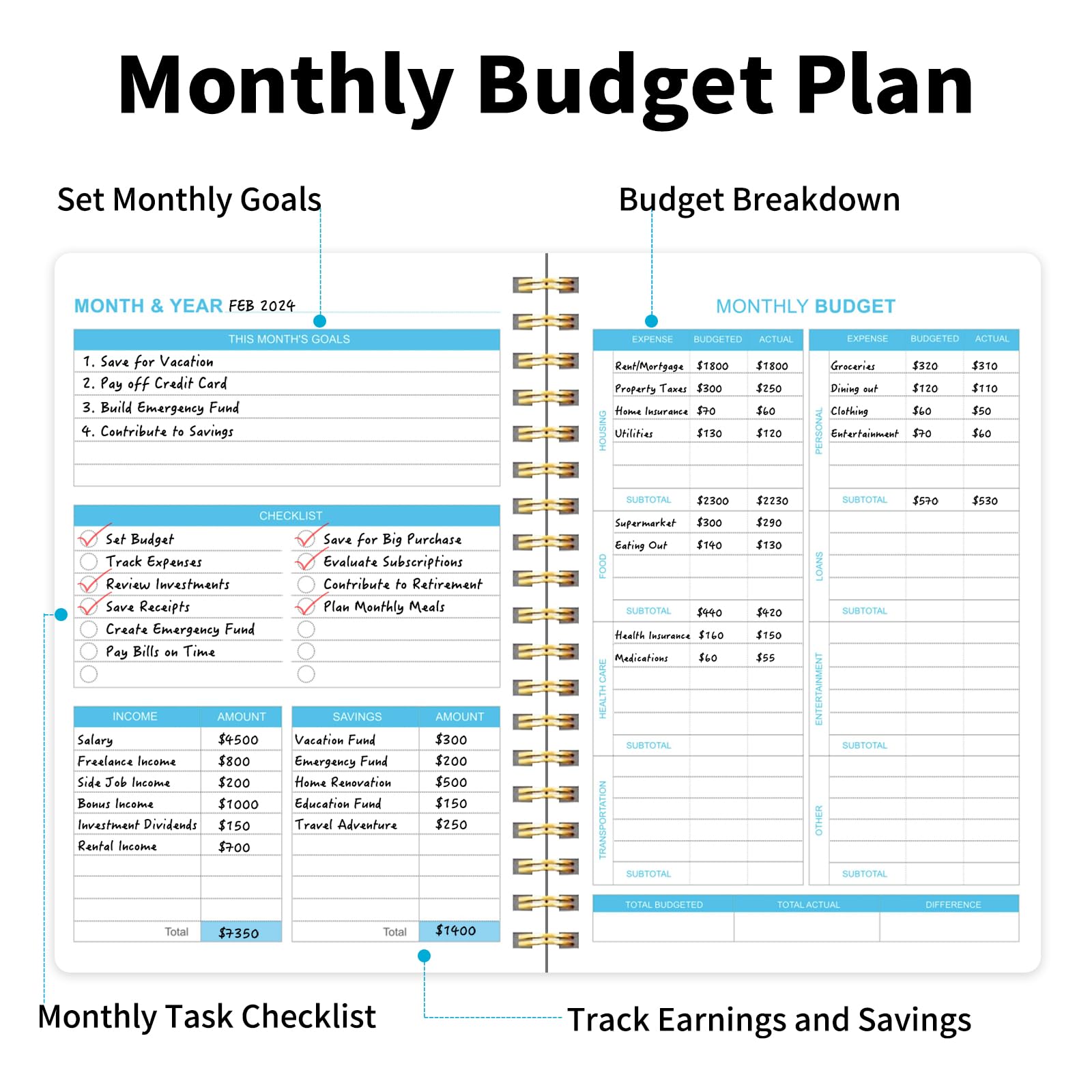 Snapklik.com : Budget Planner - Monthly Budget Book