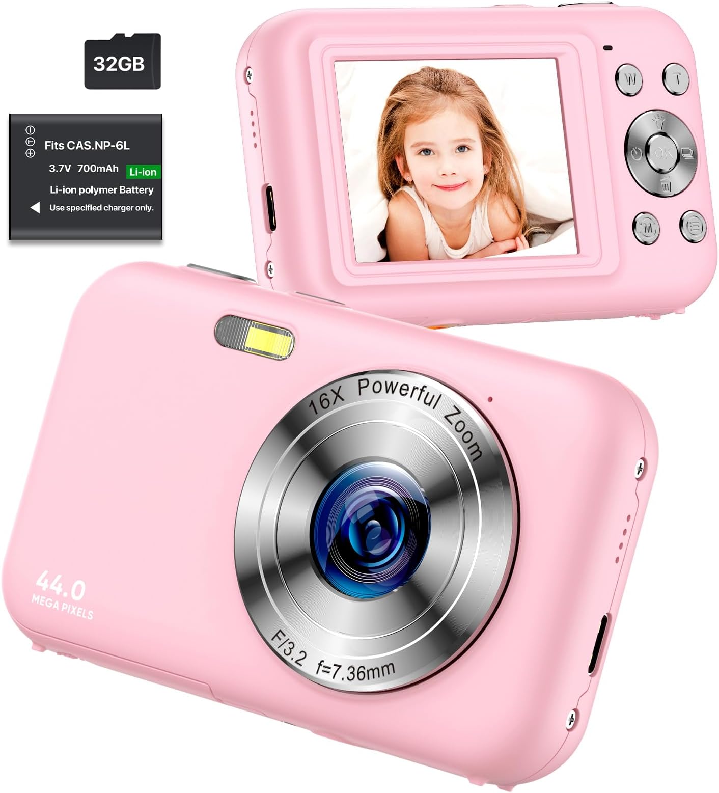 Amazon.com : Digital Camera 4K 44MP with 32GB SD Card, 2.4 Inch Point ...