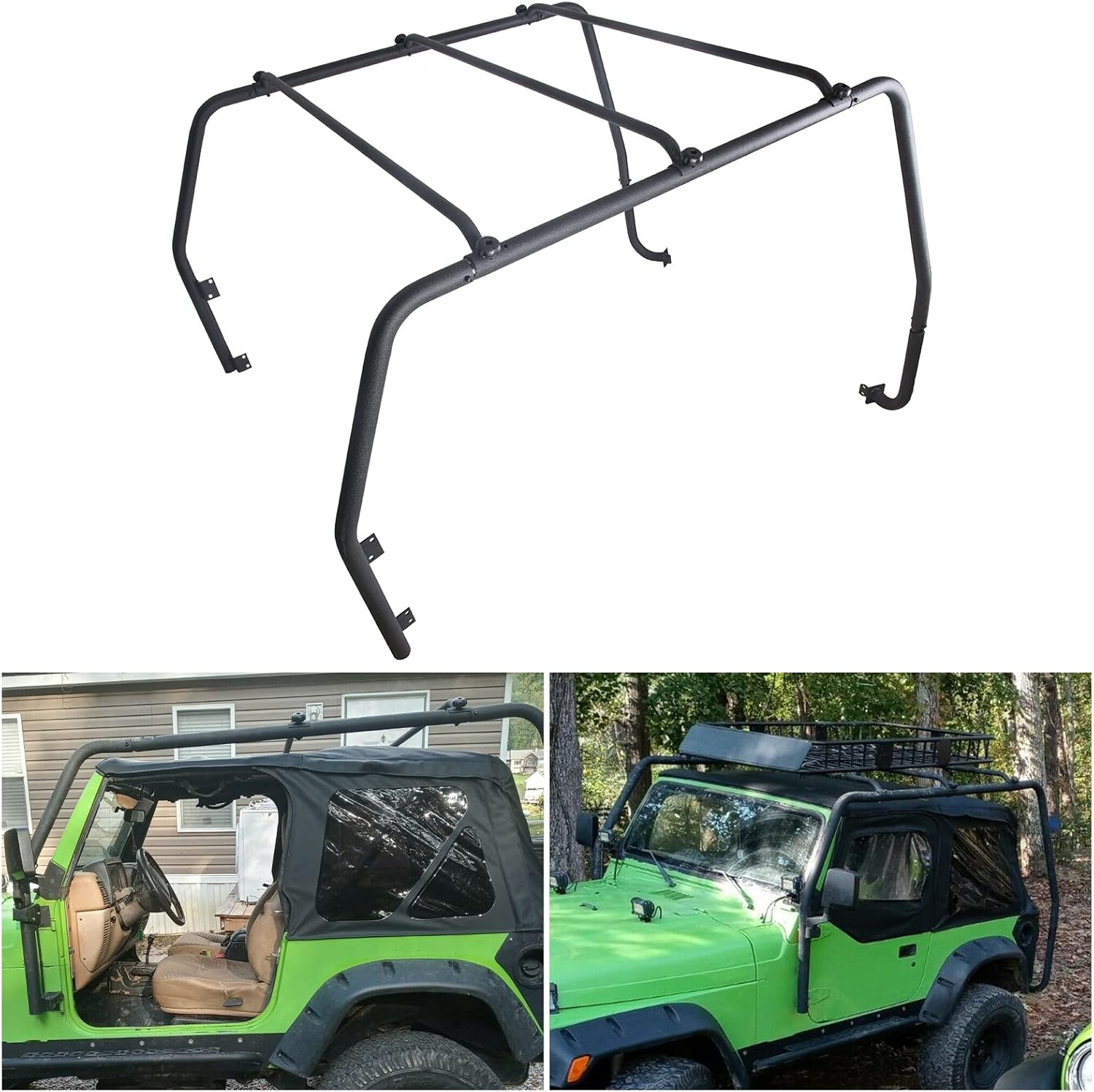 ECOTRIC Top Roof Rack for 1997-2006 Jeep Wrangler TJ - Textured Black ...