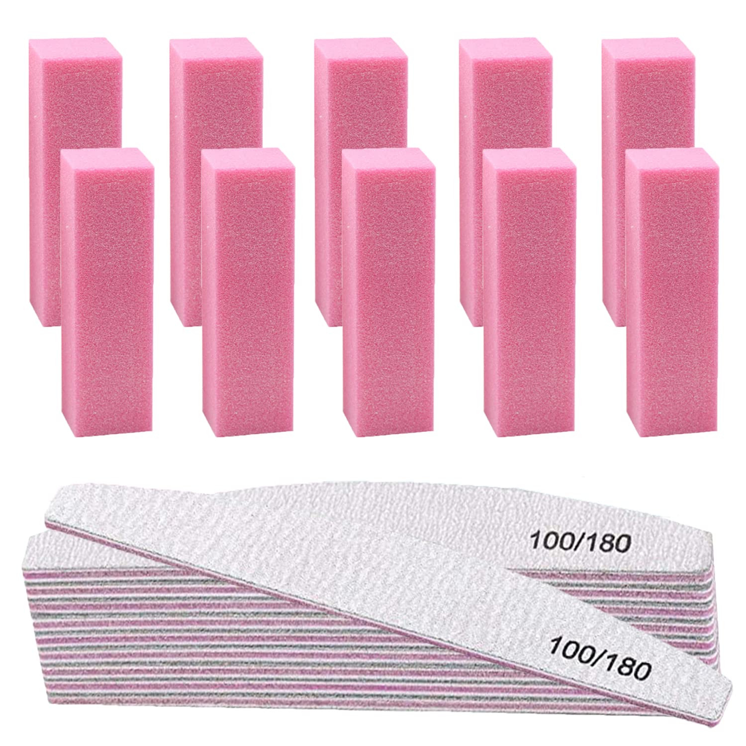 Amazon.com : 20 pcs Nail Buffer Blocks with 4 Sides,100/180Grit Nail ...