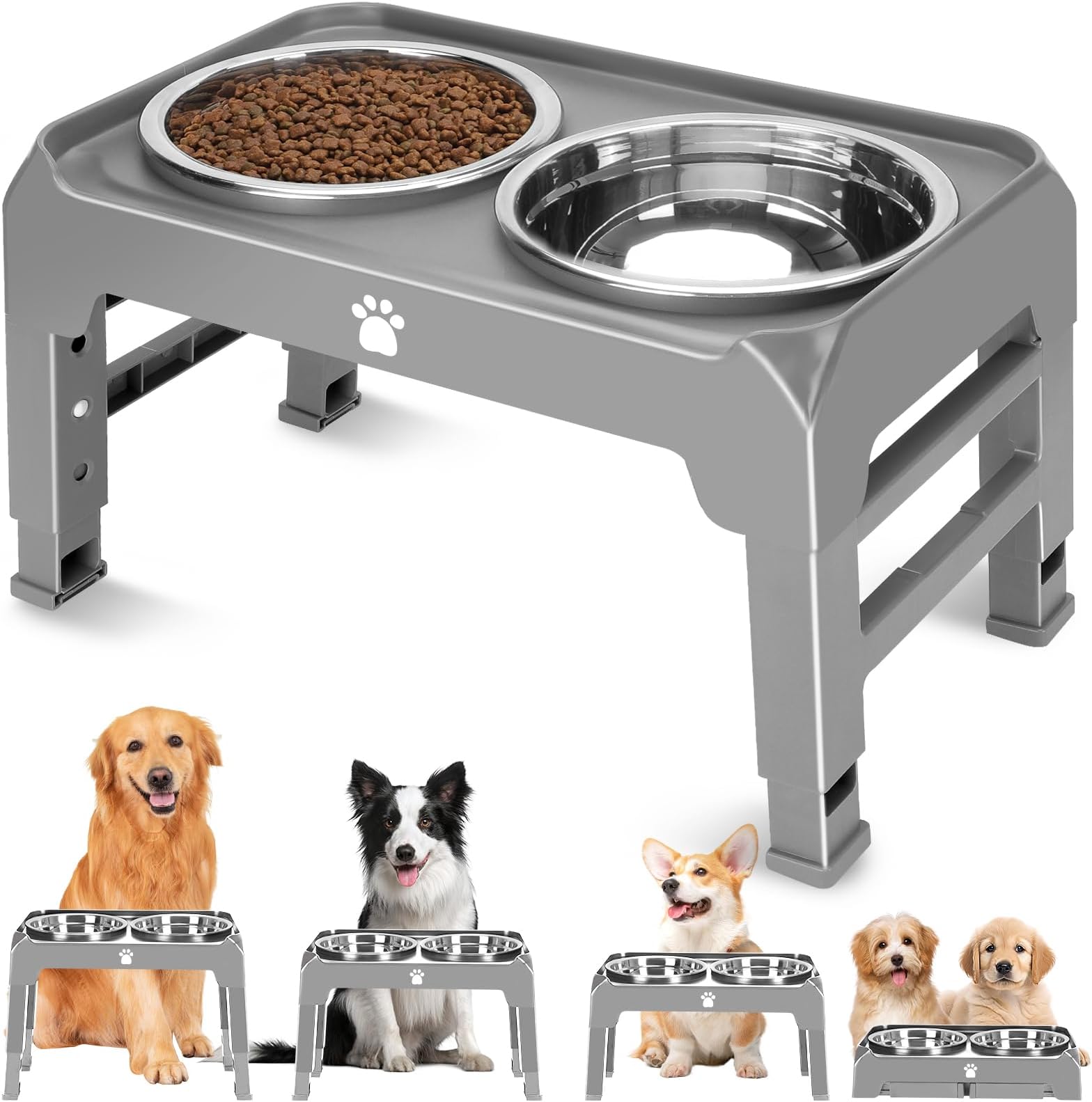 Amazon.com: Elevated Dog Bowls with 1 Stainless Steel Bowls & Slow ...