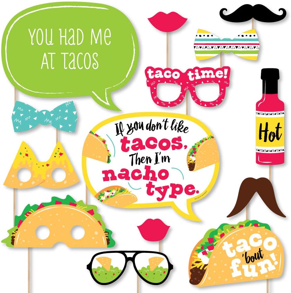 Amazon.com: HOWAF Fiesta Photo Booth Props, Mexican Taco Party ...