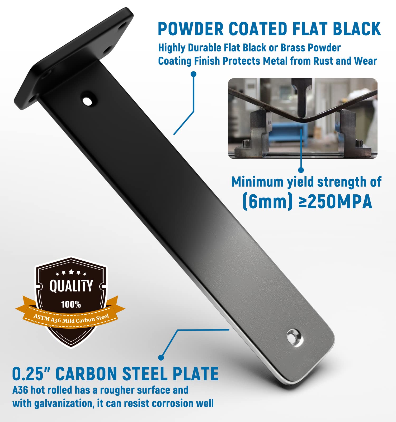 LEOPO 10 inch Floating Shelf Bracket, 1/4â€? Thick Heavy Duty Rustic ...