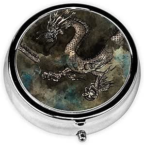 Amazon.co.jp: Ferocious Dragon Ink Painting Pill Case, Medicine Case ...
