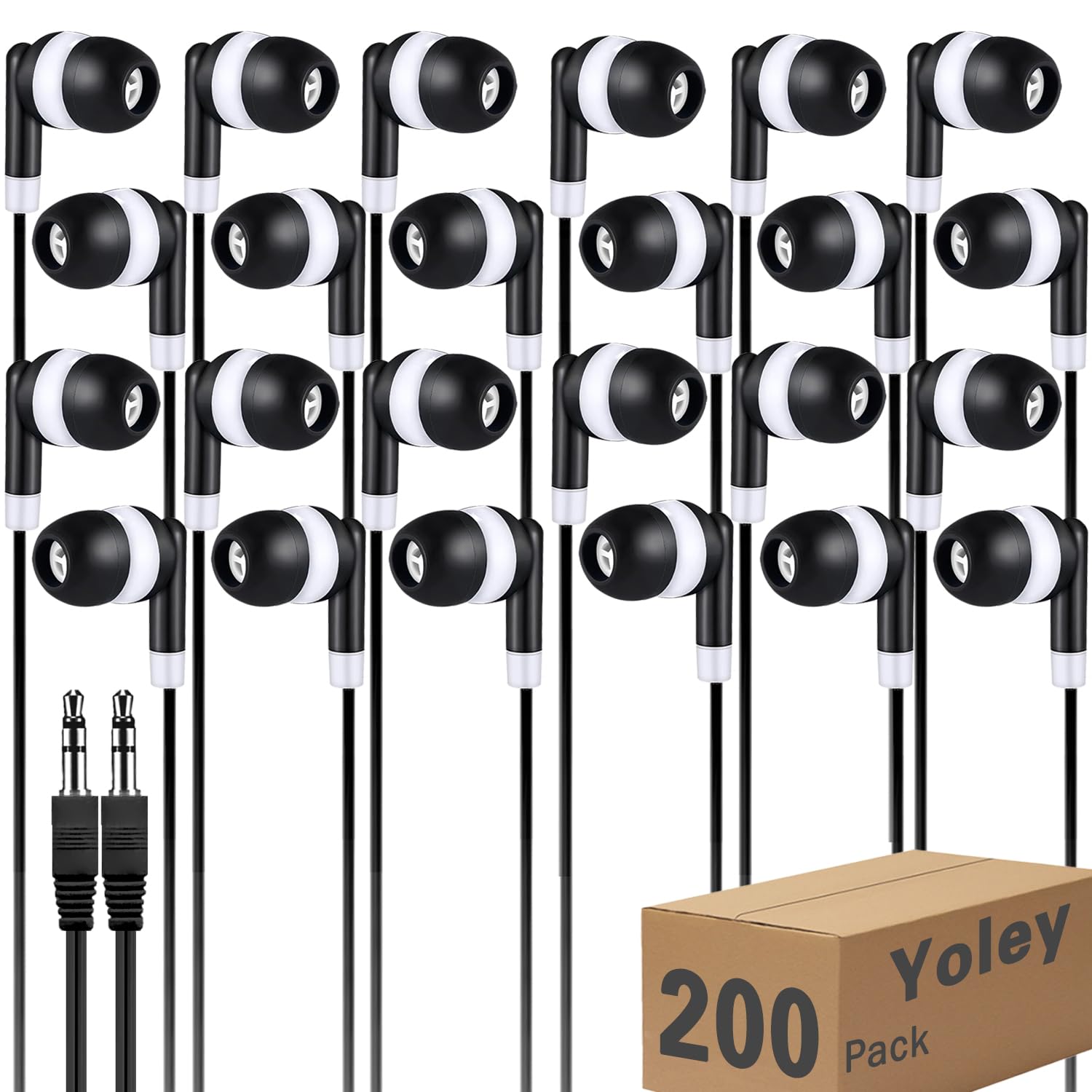 Amazon.com: Yoley 200 Packs Classroom Earbuds Bulk Headphones for Kids ...