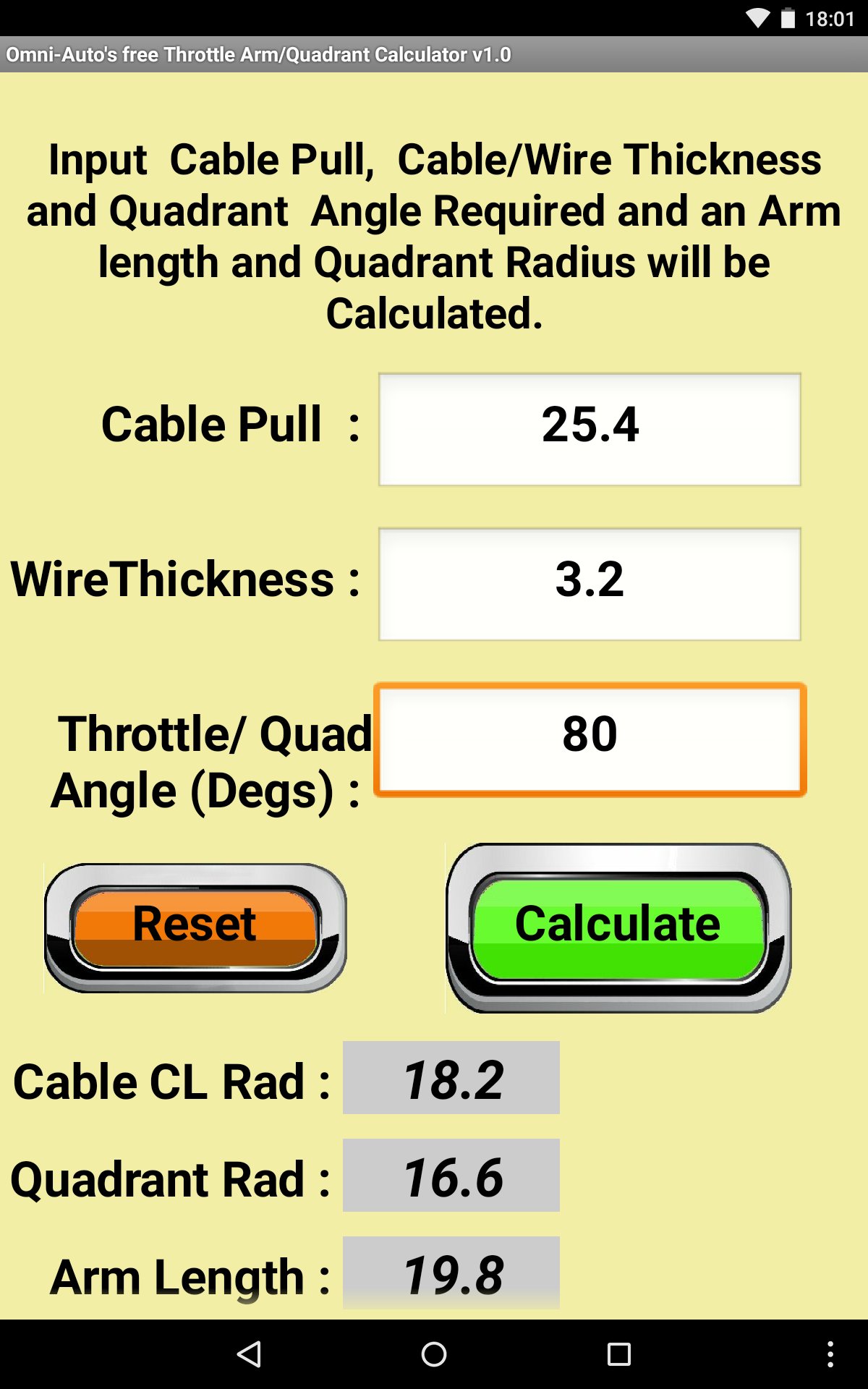 Free Cable Quadrant and Arm Calculator - App on Amazon Appstore