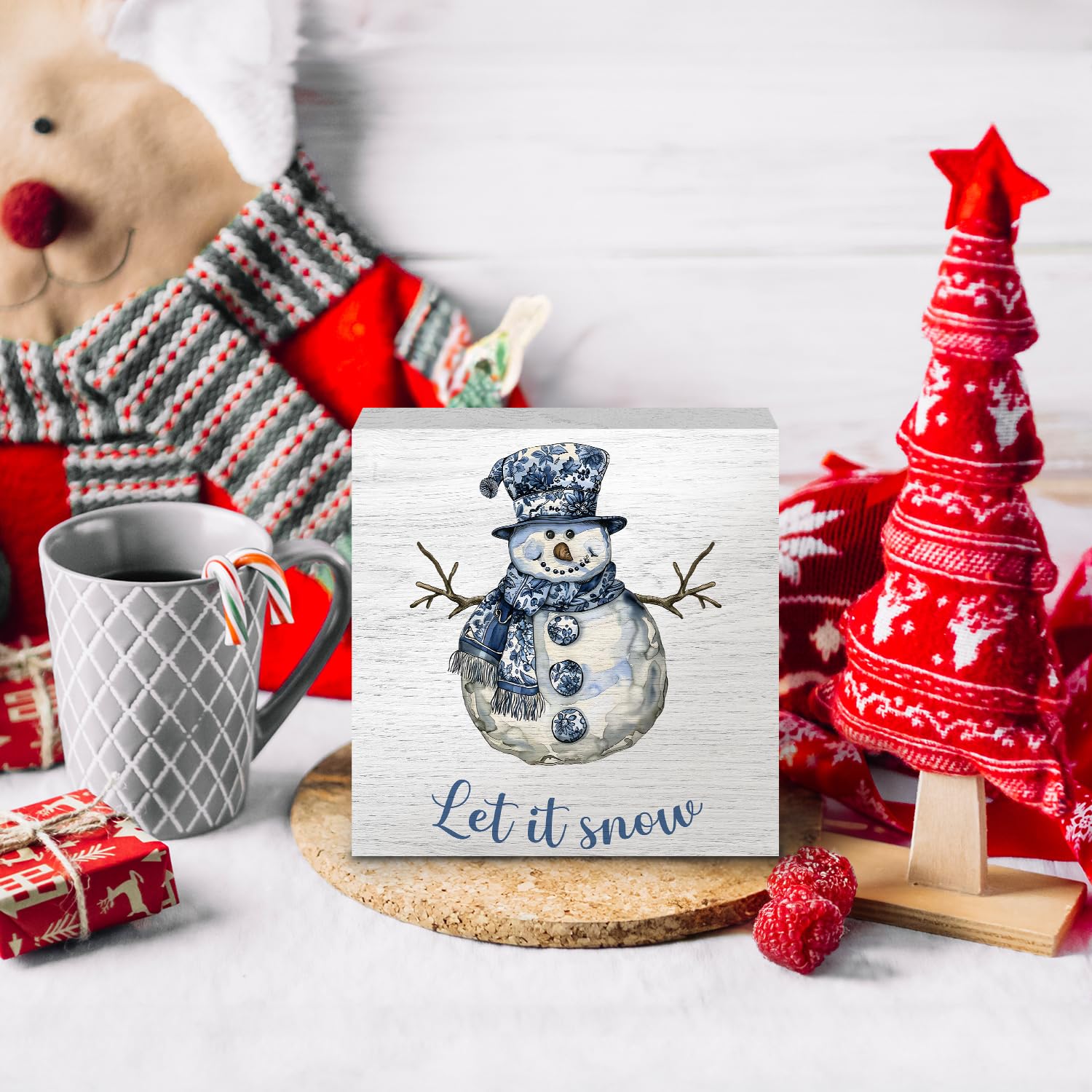 Tiered Tray Decorations MiniInflat Let It Snow Metal Sign - Rustic ...