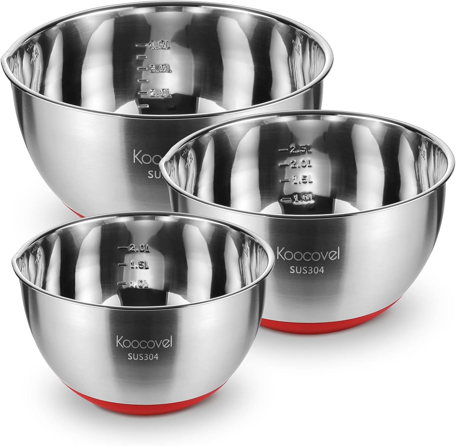 Amazon.com: Koocovel Metal Mixing Bowls Set Stainless Steel, Metal Bowl ...