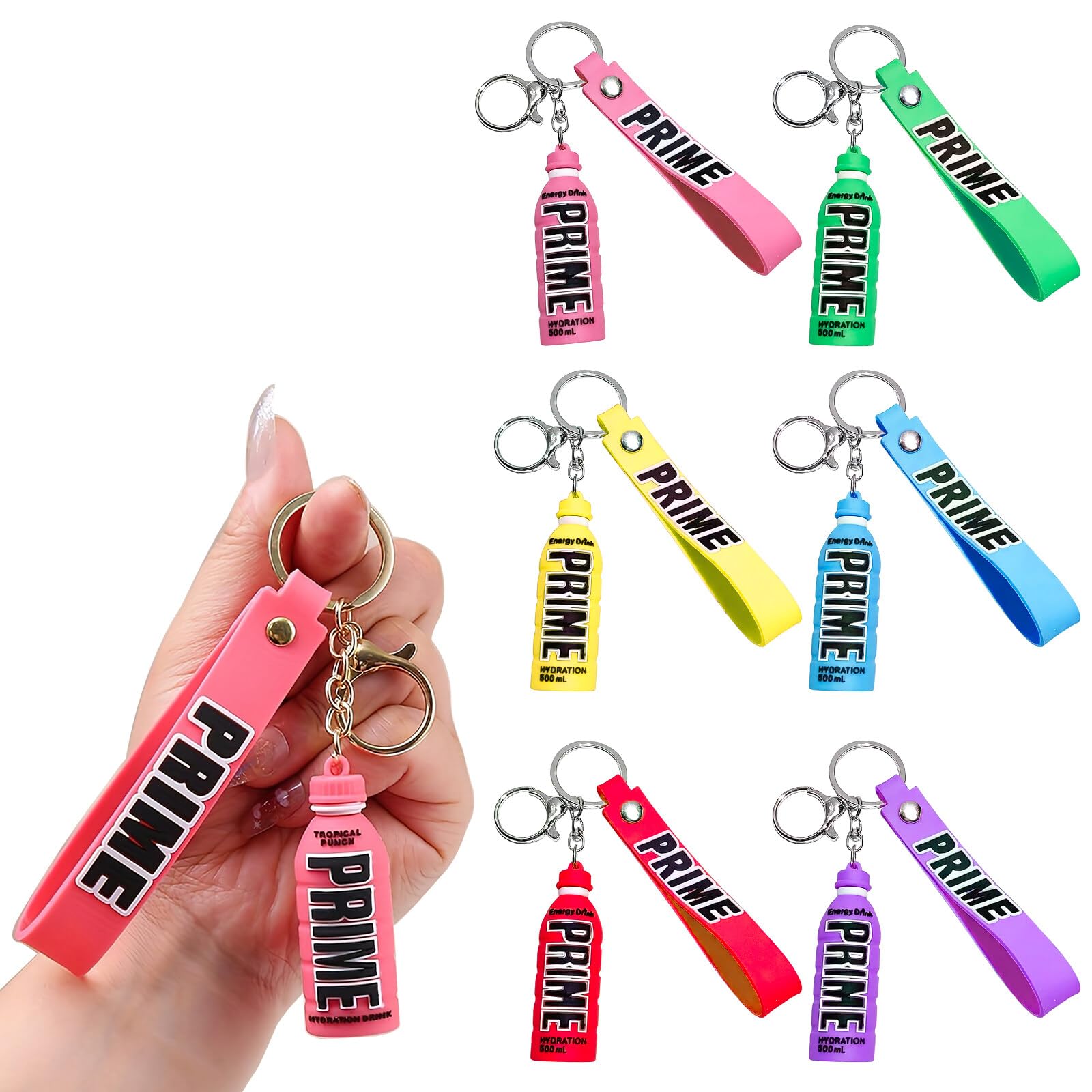 XiangSKY 6Pcs Prime Drink Keyring,Drink Bottle Keyring,Metal & Rubber ...