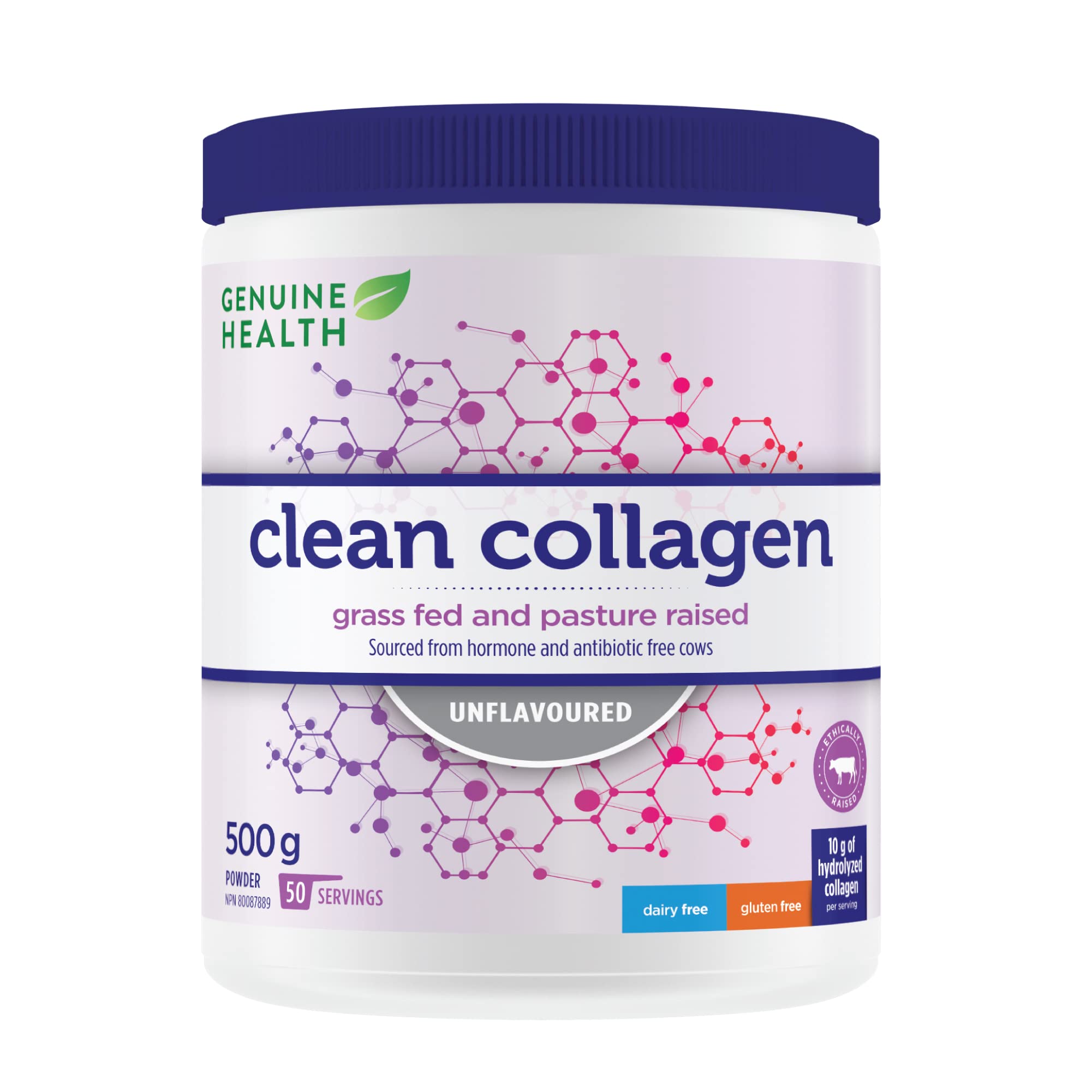 Genuine Health Bovine Clean Collagen Powder, 50 servings, 500g tub, 10g ...