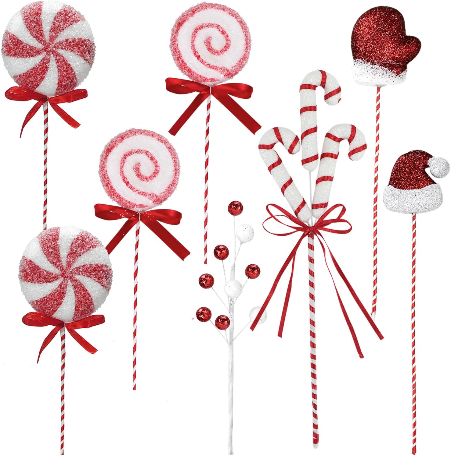 Amazon.com: 8 Pcs Christmas Candy Picks Set, Christmas Tree Decorations ...