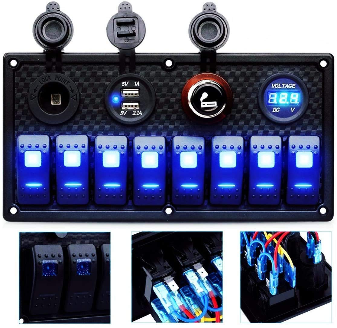 Amazon.com: MKING Marine Switch Panel, 8 Gang Waterproof Rocker Switch ...
