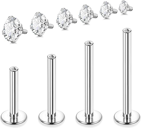 Amazon.com: Vegolita G23 Titanium Labret Studs 16G 18G Internally ...